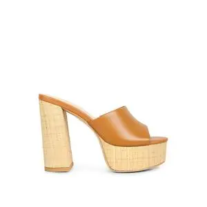 RAG & CO Shuri Open Toe High Block Heel Sandals In Tan By - Brown