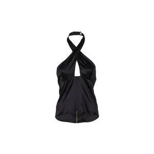 ZETAYE Avery Silk Halter Top - Black