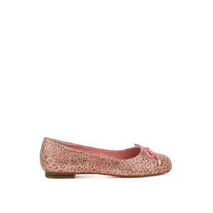 RAG & CO Apollon Bow Detail Foil Print Suede Ballerinas In By - Pink