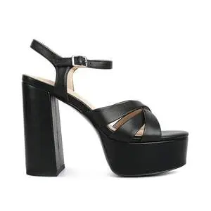 RAG & CO De-vil Crisscross Straps Block Heel Sandals In By