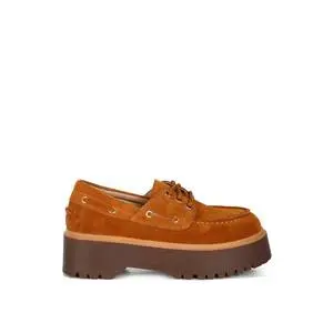 RAG & CO Cuckatoos Chunky Real Suede Leather Oxford Loafers In Tan By - Brown