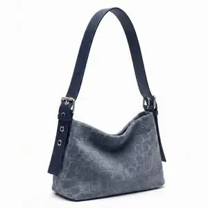 JUAN-JO Croc-embossed Suede Large Crossbody Bag