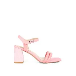 RAG & CO Edyta Ankle Strap Block Heel Sandals In By - Pink