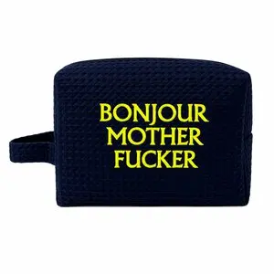 LILLY LOVES Bonjour Mf Navy Waffle Weave Cosmetic Bag - Blue