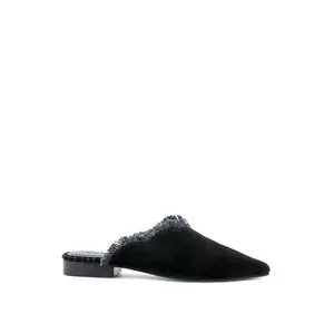 RAG & CO Molly Frayed Leather Mules In By - Black