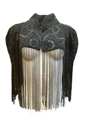 ANY OLD IRON Hand-beaded Desert Shrug - Black
