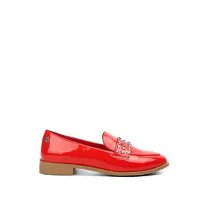 RAG & CO Meanbabe Semicasual Stud Detail Patent Loafers In By - Red