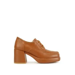 RAG & CO Quecha Leather Block Heel Oxfords In Tan By - Brown