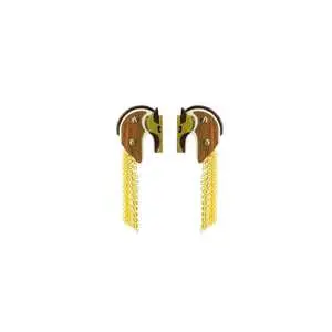 GISSA BICALHO Neutrals / Brown / Gold Handmade Acrylic Earring Horse Kahki - Brown/gold