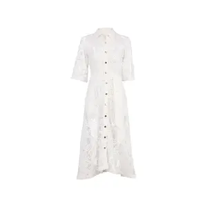 ZETAYE Fiori Lace Midi Shirtdress - White