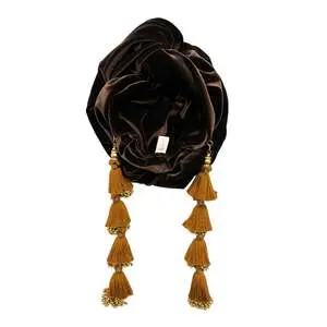 JULIA CLANCEY Chocolate Cocoa Dorado Velour Turban