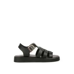 RAG & CO Dacosta Genuine Leather Gladiator Flatform Sandals In By - Black
