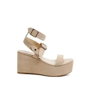 RAG & CO Neutrals Portia Leather Wedge Sandal In Nude By