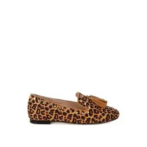 RAG & CO Niloha Studs & Tassels Detail Loafers In Leopard By - Black