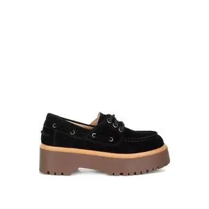 RAG & CO Cuckatoos Chunky Real Suede Leather Oxford Loafers In By - Black
