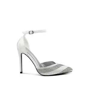 RAG & CO Nobles Rhinestone Patterned Stiletto Sandals By - White