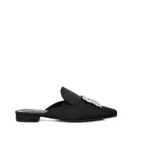 RAG & CO Perrine Diamante Brooch Slip On Mules In By - Black