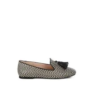 RAG & CO Dara Raffia Tassels Detail Loafers In By - Black
