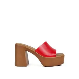 RAG & CO Scandal Slip On Block Heel Sandals In By - Red