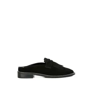 RAG & CO Lena Genuine Suede Mules In By - Black