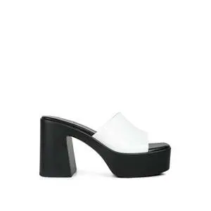 RAG & CO Scandal Slip On Block Heel Sandals In By - White