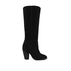 RAG & CO Great-storm Suede Leather Calf Boots In By - Black