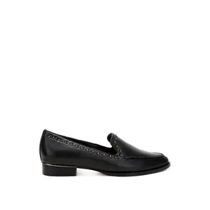 RAG & CO Wolferton Delicate Stud Detail Leather Loafers - Black