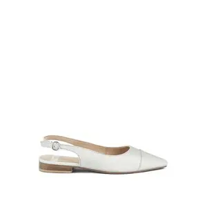 RAG & CO Uwaha Genuine Leather & Real Suede Slingback Flats In By - White