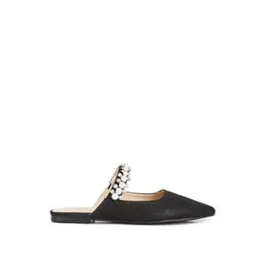 RAG & CO Geode Pearl Embellished Slip On Mules In By - Black