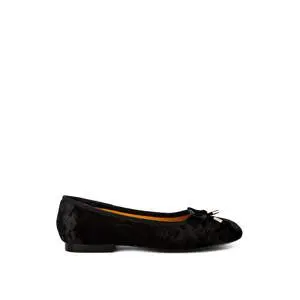 RAG & CO Buckrose Velvet Bow Ballerinas In By - Black