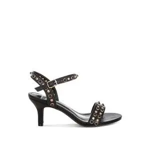 RAG & CO Morosa Studded Real Leather Kitten Heel Sandals In By - Black