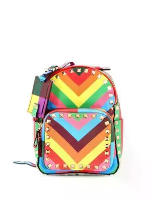 Valentino Garavani 1973 Rockstud Striped Leather Mini Backpack