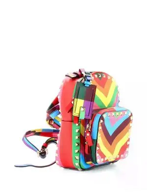 Valentino Garavani 1973 Rockstud Striped Leather Mini Backpack