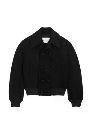 AMI Paris Short Double Breasted Wool Bomber - Black