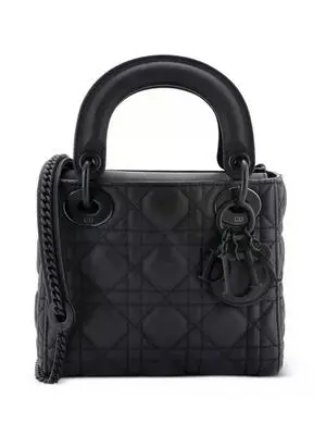 Dior Ultra Matte Lady Chain Bag Cannage Quilt Calfskin Mini Shoulder Bag - Black