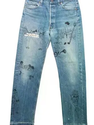 BETTER WITH AGE Gene Graphic-print Straight-leg Jeans - Blue