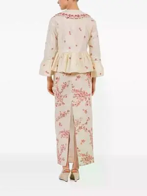 Agua Bendita Silene Cauca Embroidered Peplum Blazer