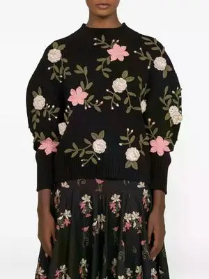 Agua Bendita Nilo Noche Floral-embroidered Sweater