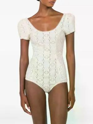 Agua Bendita Gaviota Playa Eyelet-embroidered Bodysuit