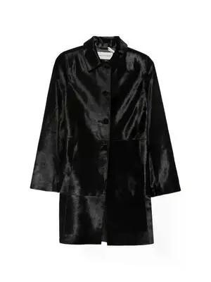 Nour Hammour Stella Lamb-hair Coat - Black
