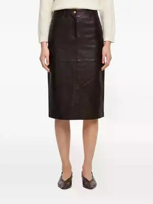 Max Mara Leather Midi Skirt