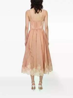 Zimmermann Valiant Lace-trimmed Belted Midi Dress