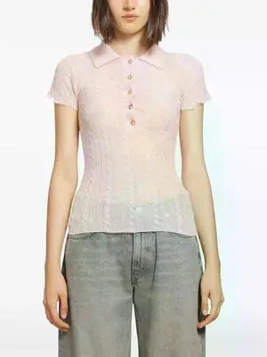 HAIKURE Laurie Cable-knit Polo Shirt - Pink