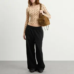 MARINE SERRE Moon Printed Long Sleeve Squareneck Top