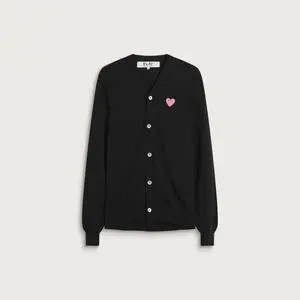 Play Comme Des Garcon Pink Heart Cardigan - Black