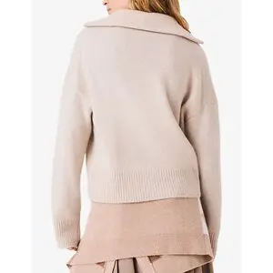 Maje Zip-neck Relaxed-fit Cashmere-blend Jumper