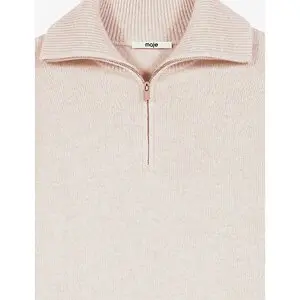 Maje Zip-neck Relaxed-fit Cashmere-blend Jumper