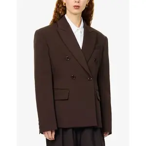 THE FRANKIE SHOP Doyer Double-breasted Cinched Woven Blazer