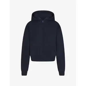 SKIMS Classic Zip-up Cotton-fleece Hoodie - Navy