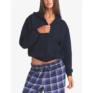 SKIMS Classic Zip-up Cotton-fleece Hoodie - Navy